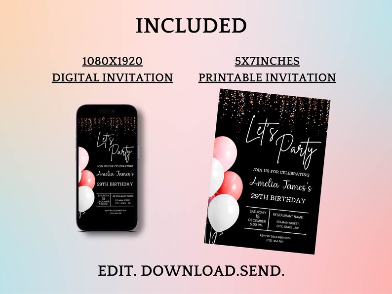 Editable Birthday Invitation, Editable Invitation , Editable Invitation ...