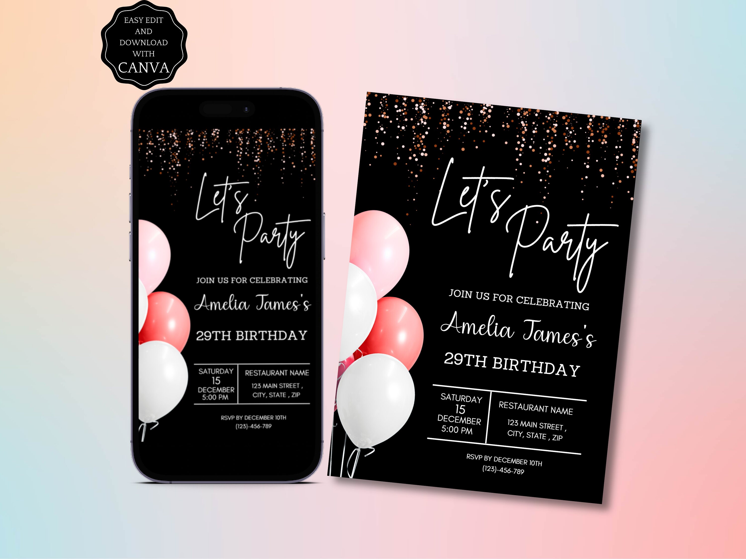 Editable Birthday Invitation, Editable Invitation , Editable Invitation ...