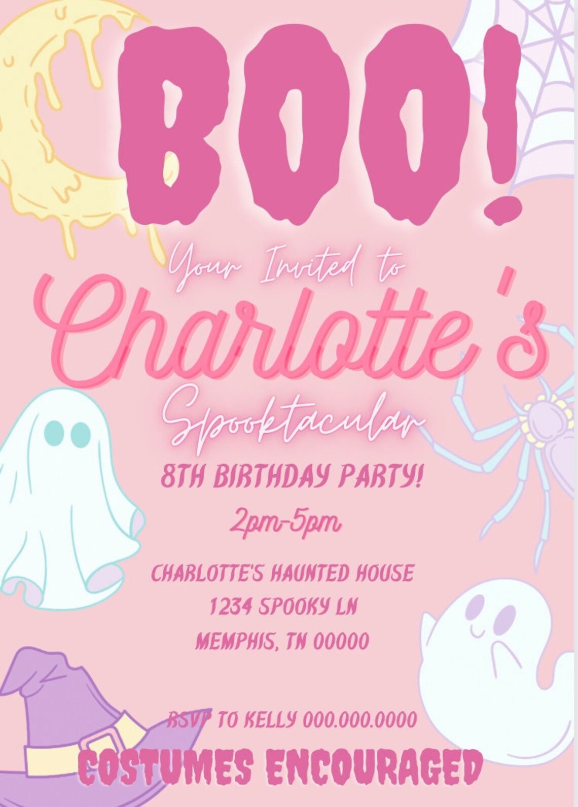 Pink Halloween Invitation I Halloween Birthday Invite I Customizable ...