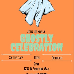 Halloween Invitation I Ghost Halloween Invite I Customizable Canva ...