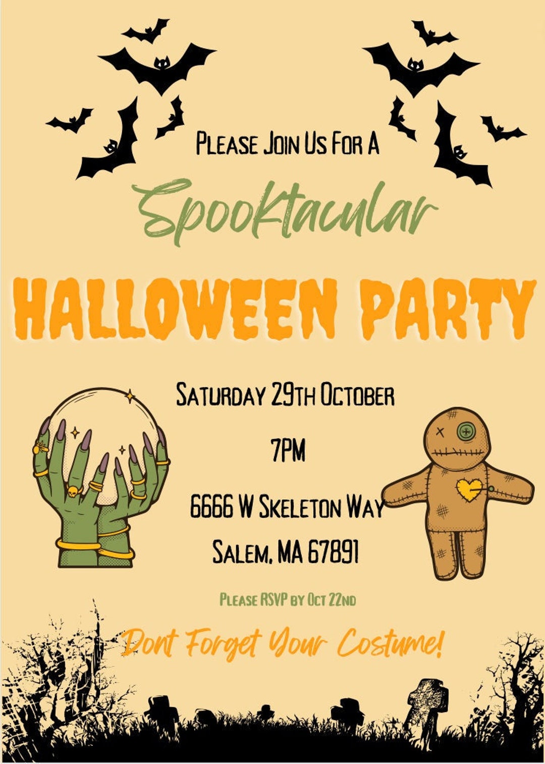 Halloween Party Invitation I Halloween Party Invite I Editable ...