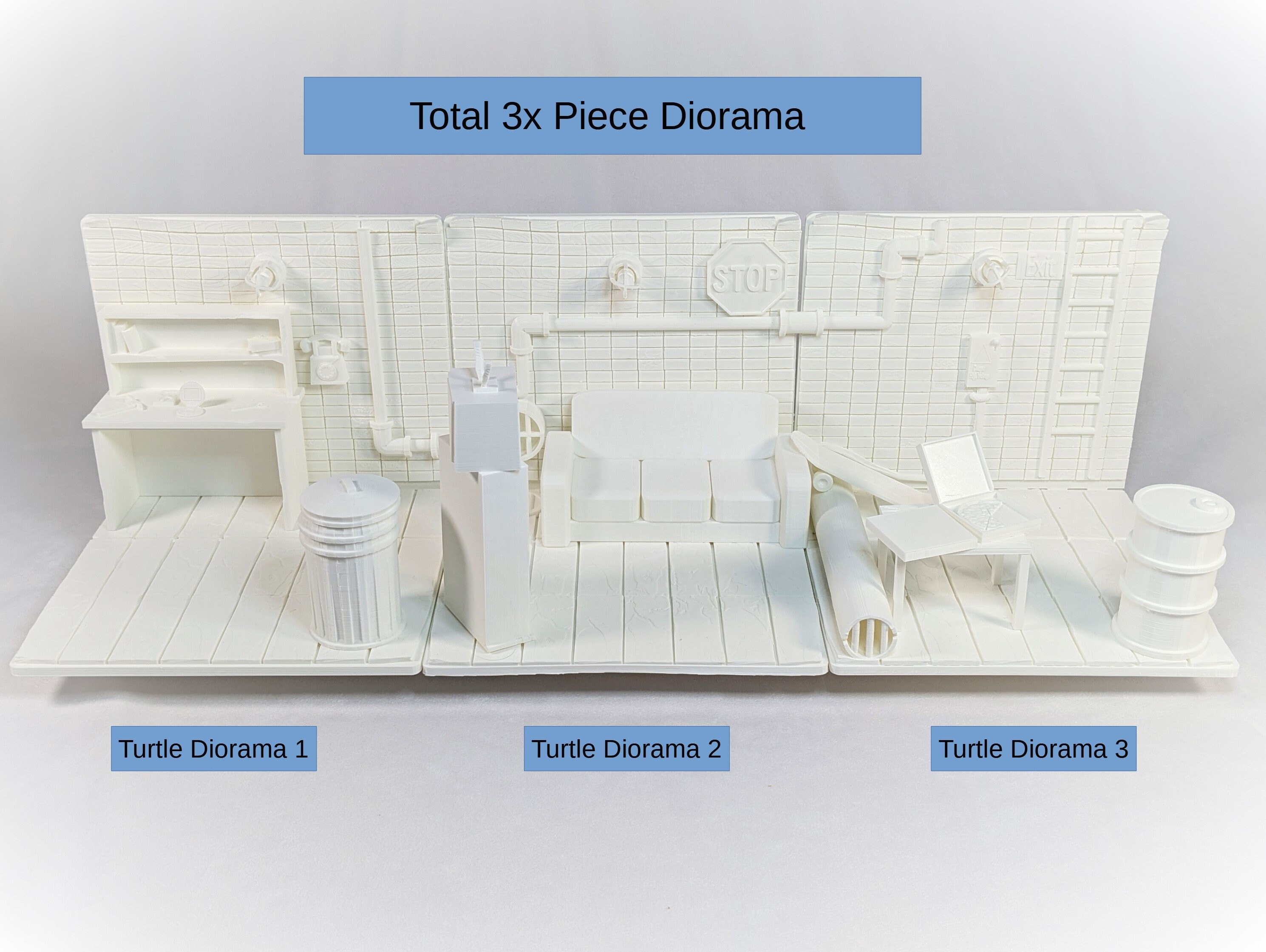 Turtle Action Figure Diorama 3D Printed Modular Scenes - Etsy
