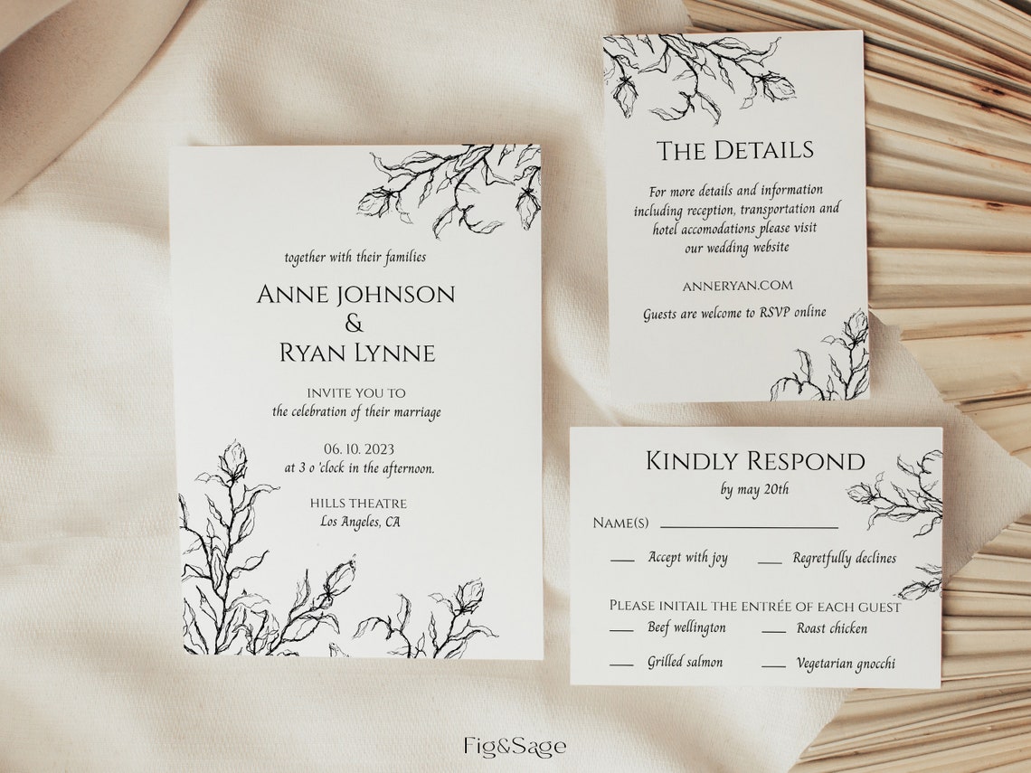 Botanical Wedding Program Template Portrait Floral Editable - Etsy