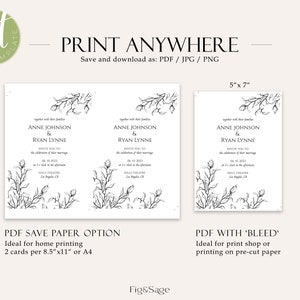 Botanical Wedding Invitation Template Printable Wedding - Etsy