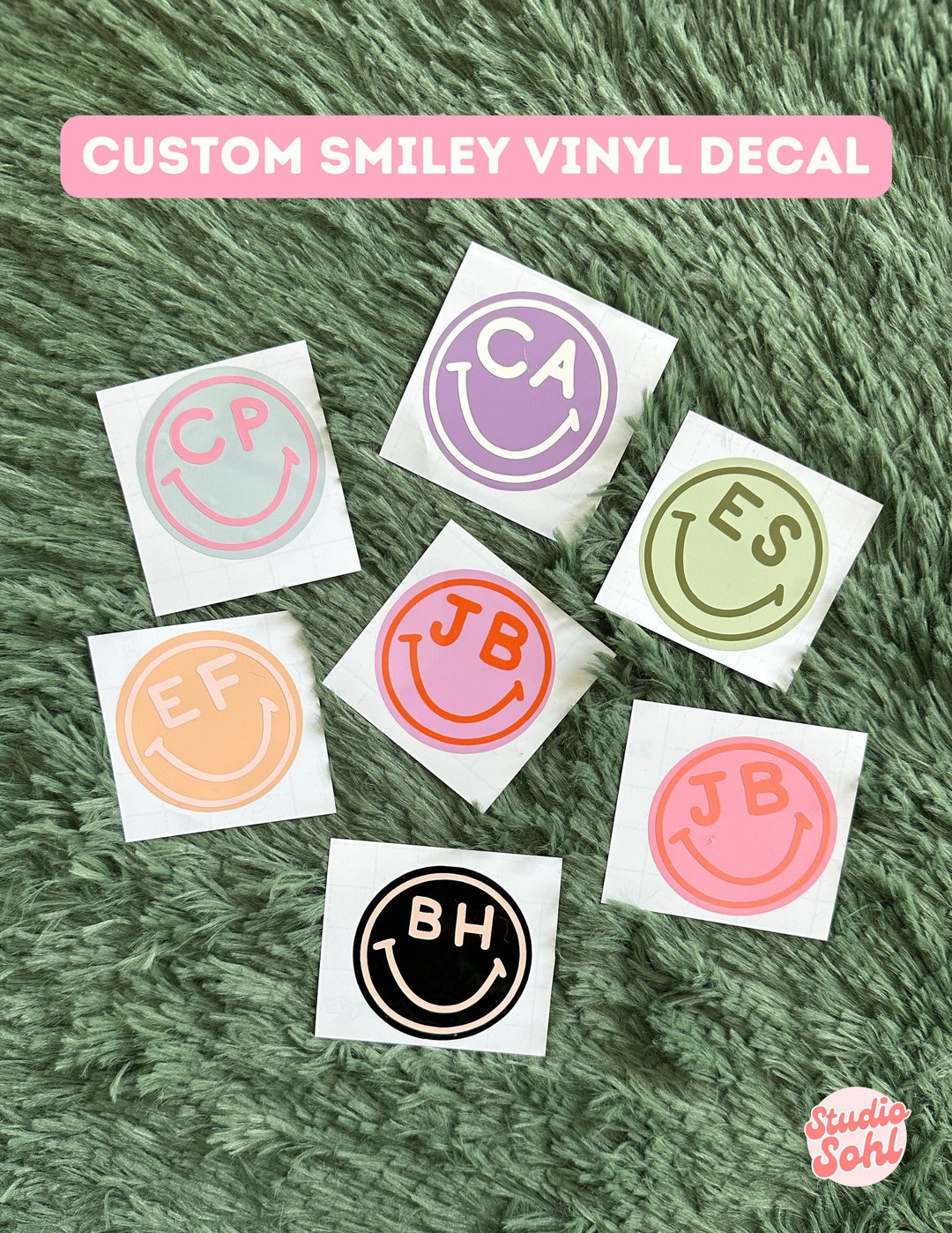 Custom Smiley Decal Sticker Vinyl Decal Name Sticker - Etsy