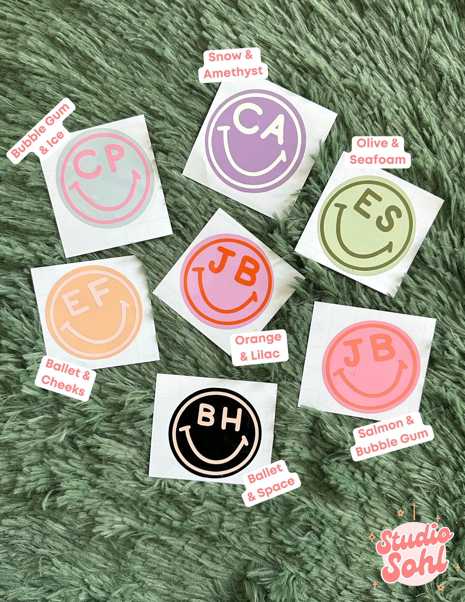 Custom Smiley Decal Sticker, Vinyl Decal, Name Sticker, Initials ...