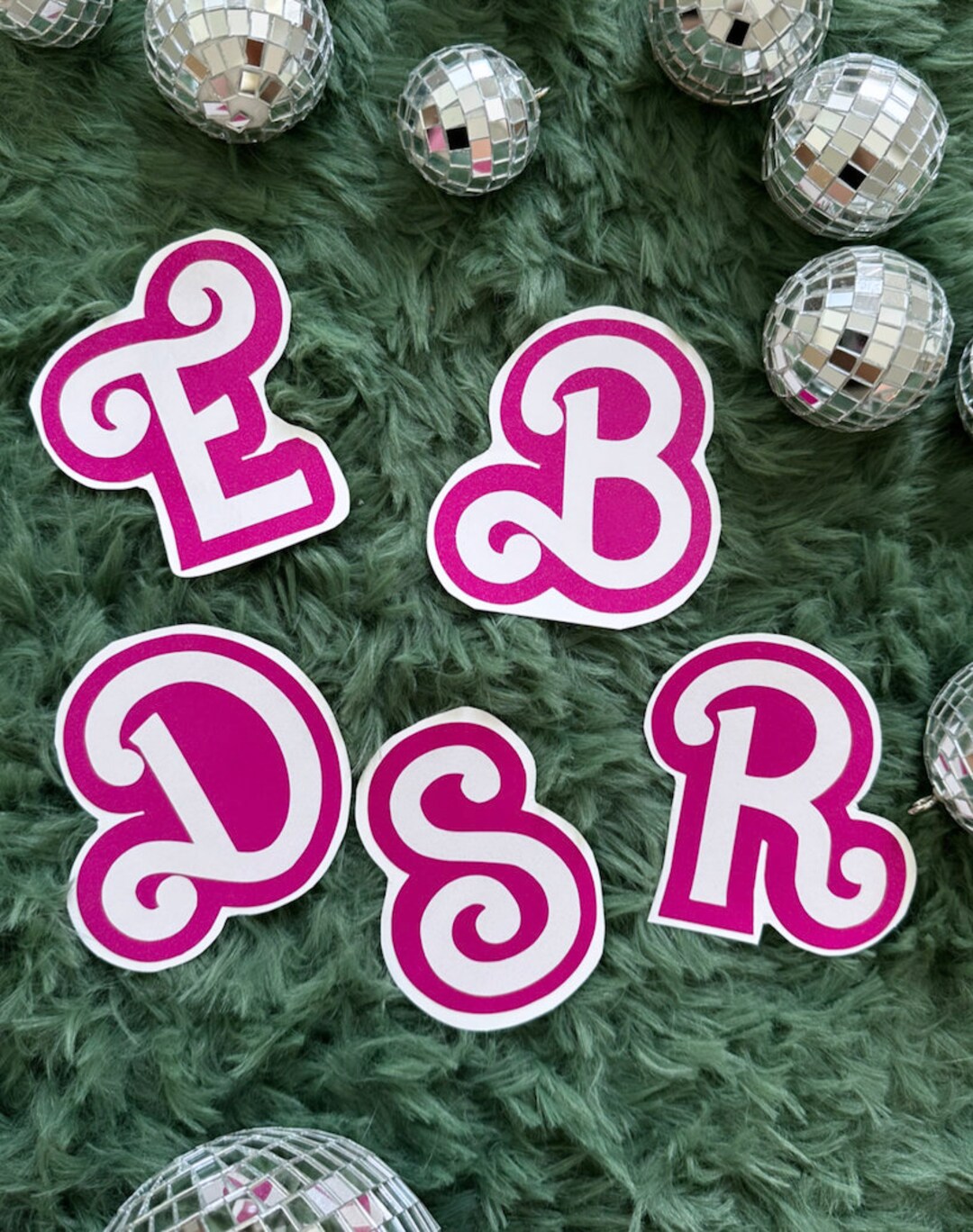 Hot Pink Shimmer Girly Initial Sticker, Initial Decal, Letter Decal ...