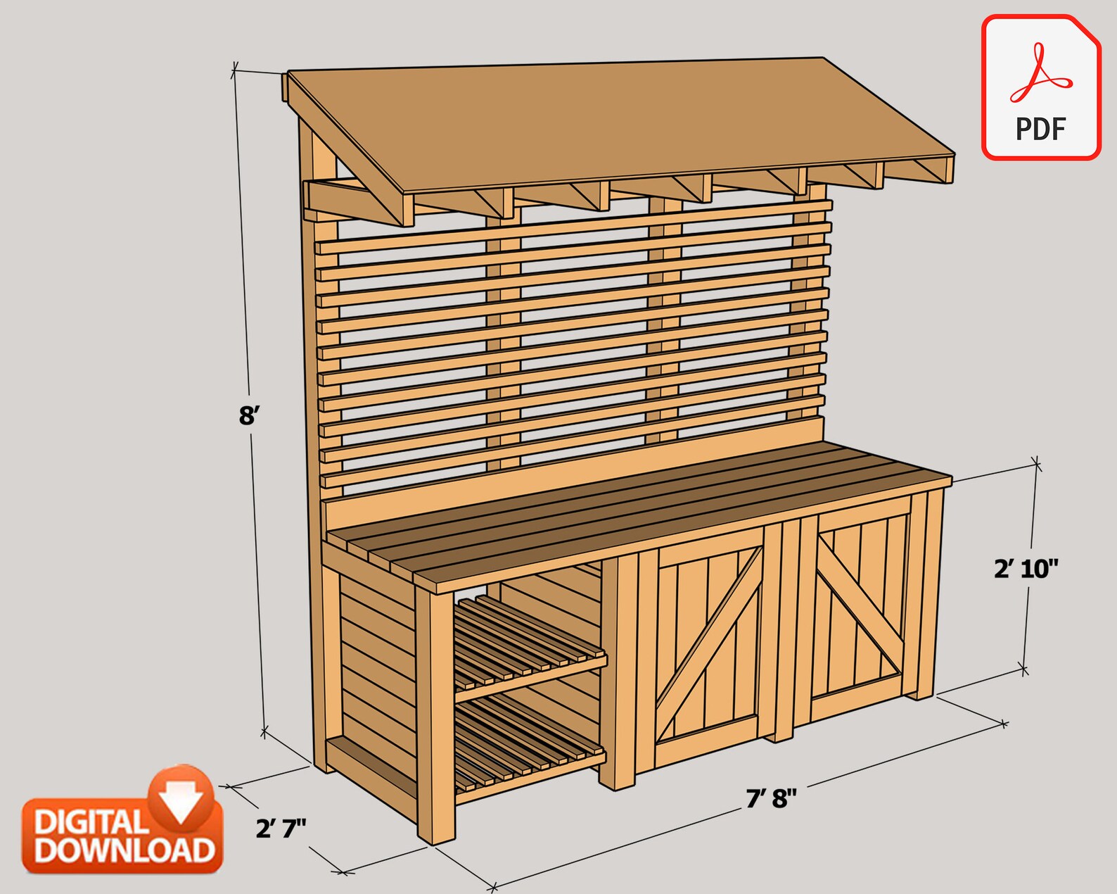 Potting Bench Digital Plan, DIY Outdoor Work Station Build Plan - PDF ...
