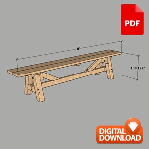Simple Outdoor Furniture Plans, Simple Bench Plans - Etsy