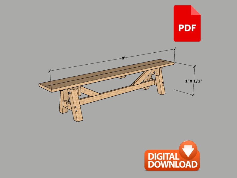 Simple Outdoor Furniture Plans, Simple Bench Plans - Etsy