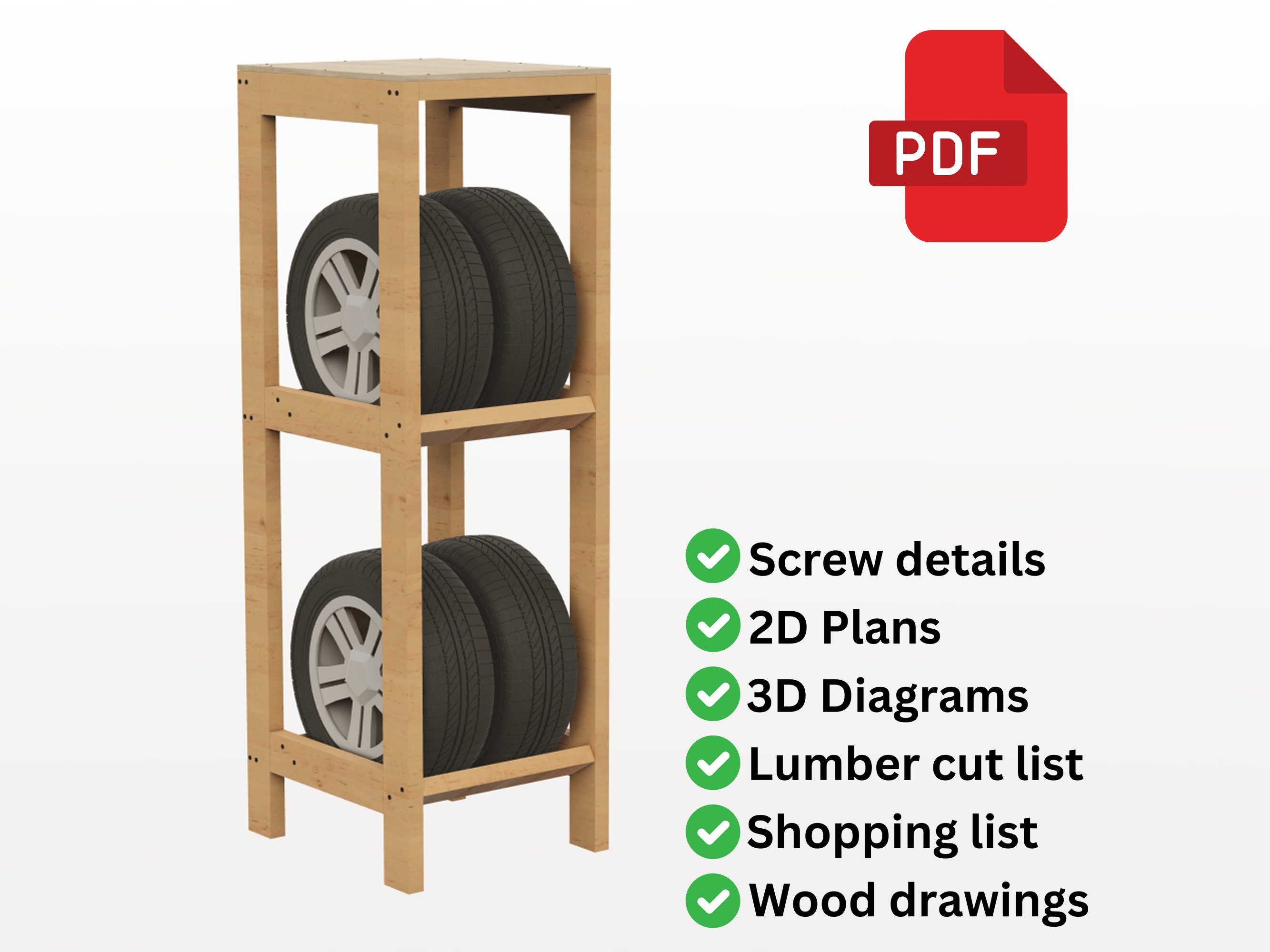 Tire Storage Rack DIY Plans | Garage Tire Organizer - Digital Download ...