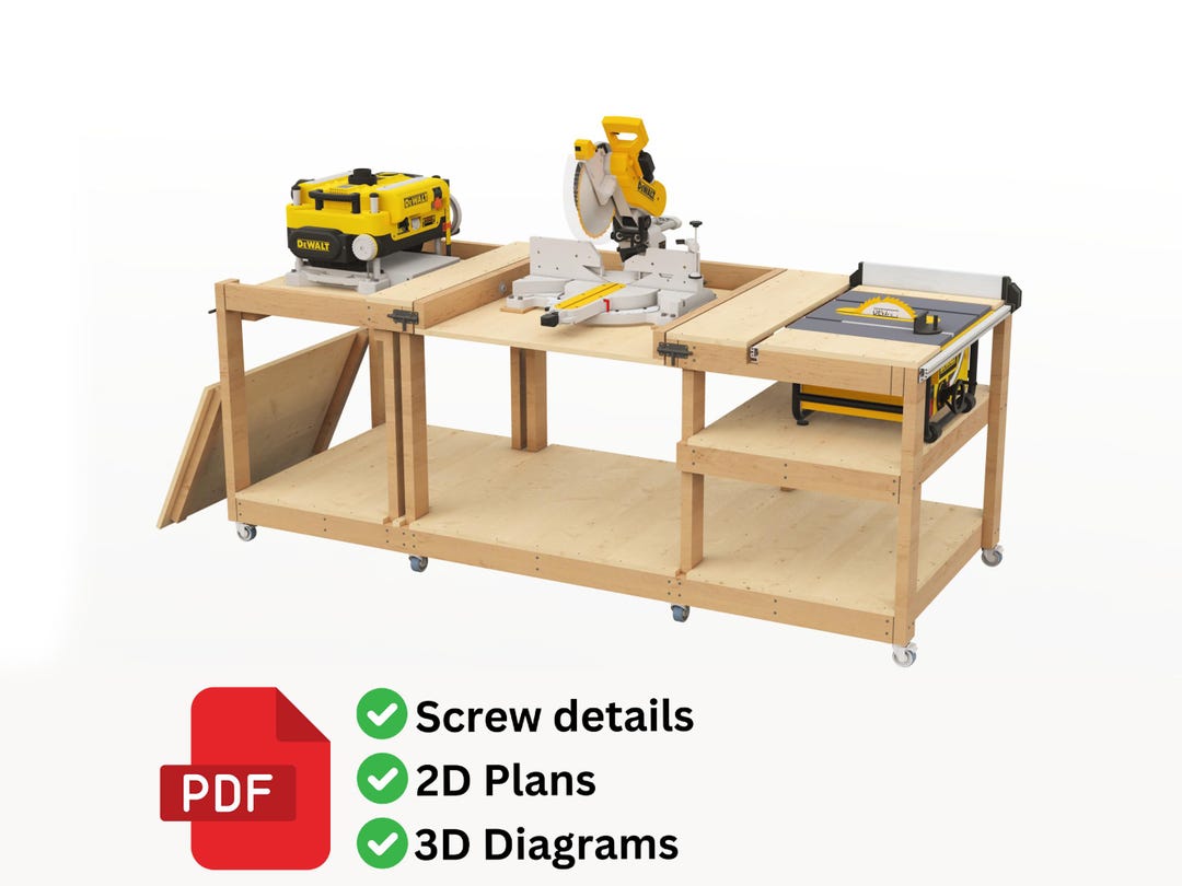 Flip Top Workbench Plans | Miter Saw Workbench Plan - Mobile Table Saw ...