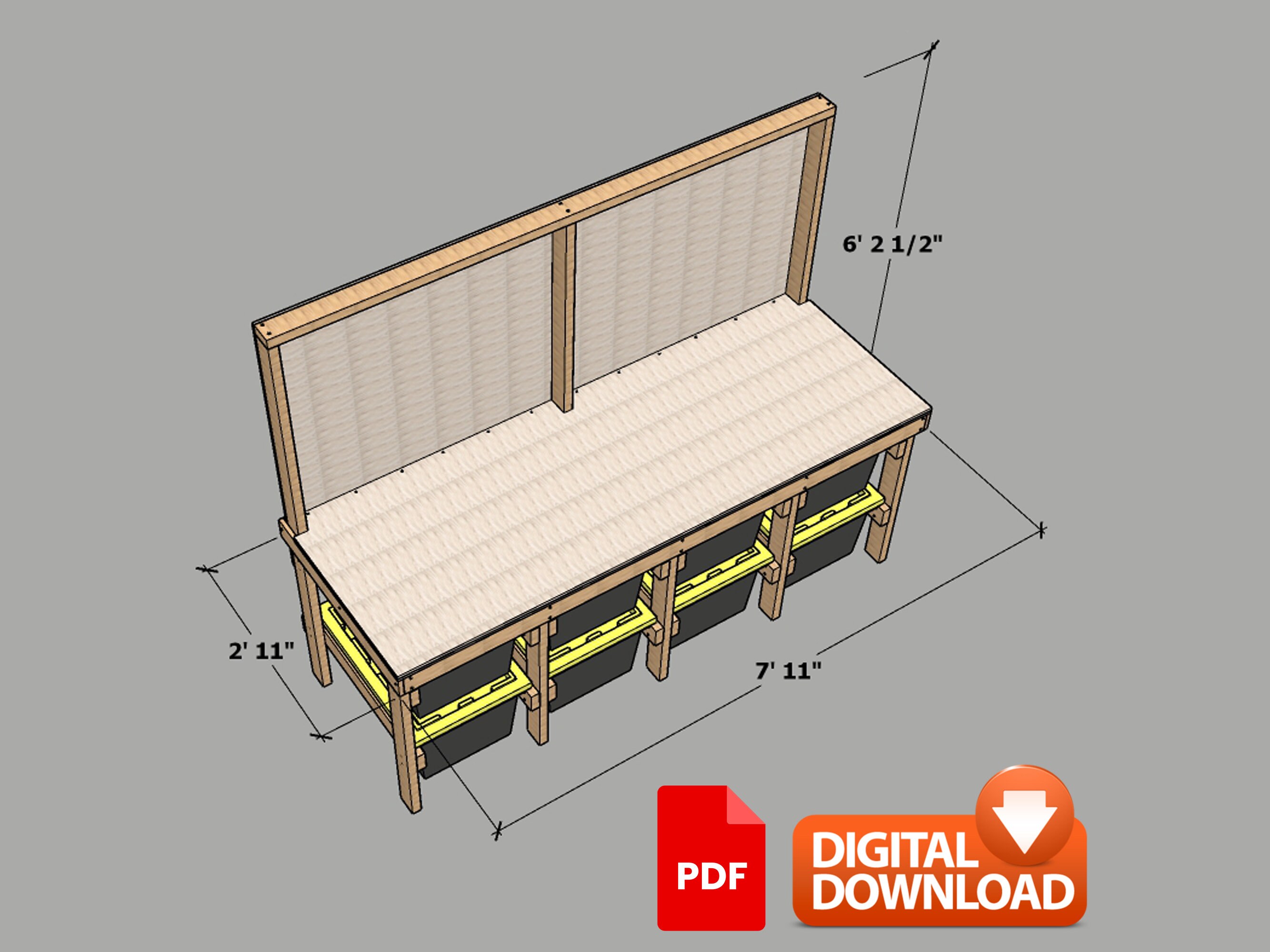 Garage Storage & Work Bench | 27 Gallon Tote Storage - Digital Download ...