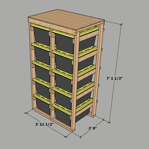 27 Gallon Tote Rack Plans | Garage Storage Shelves - 10 Unit Vertical ...