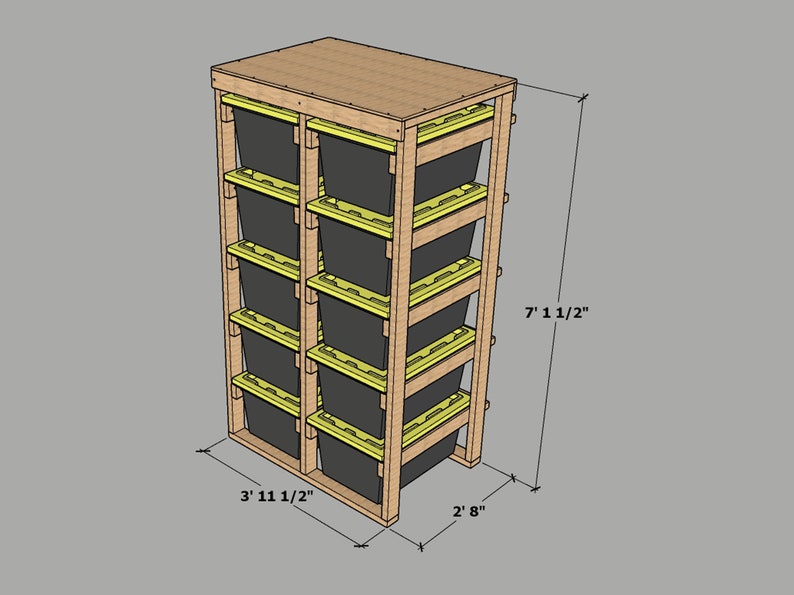 27 Gallon Tote Rack Plans Garage Storage Shelves 10 Unit Vertical