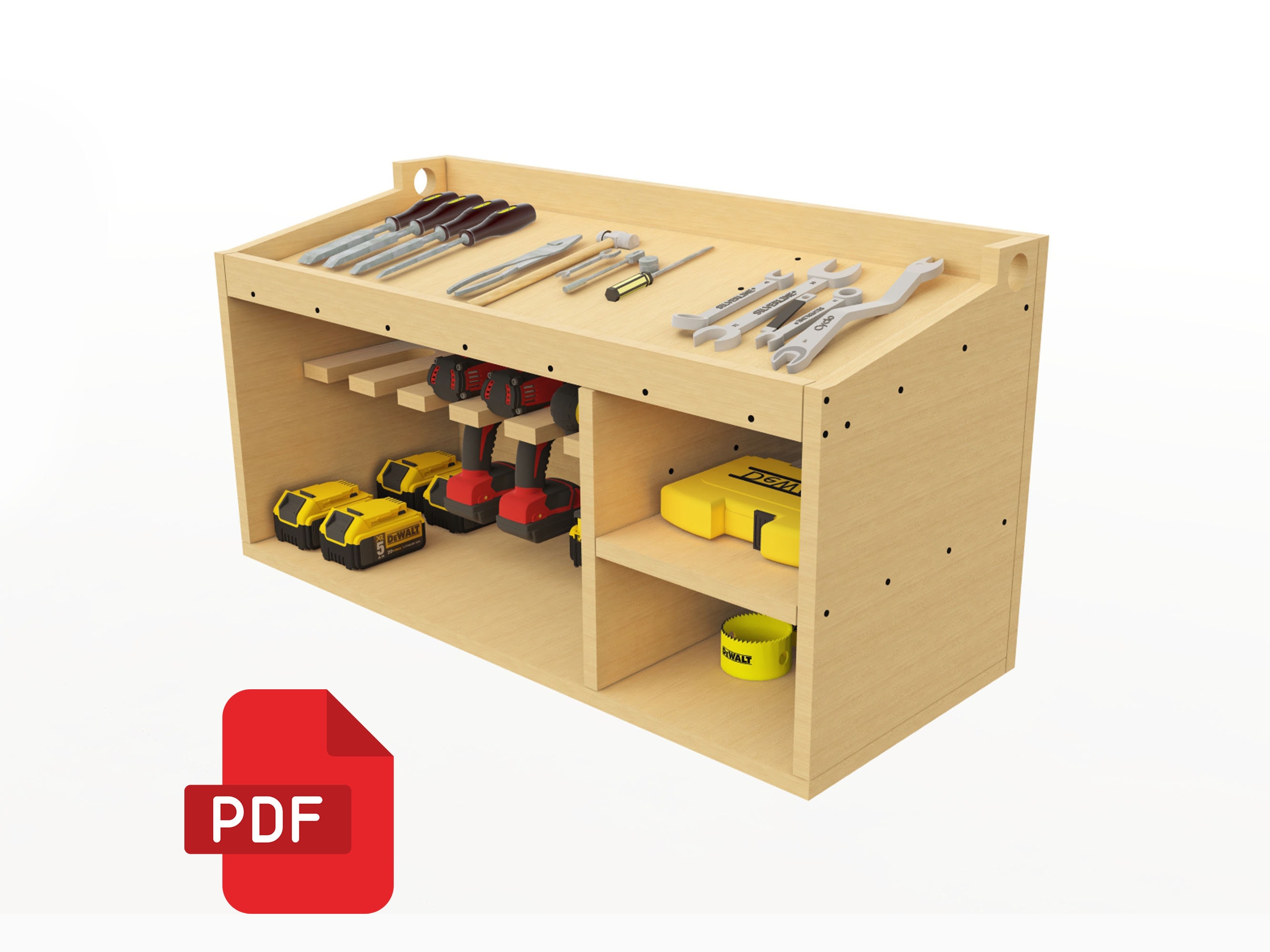 Cordless Tool Storage Station Plans | DIY Tool Organizer Rack | Digital ...