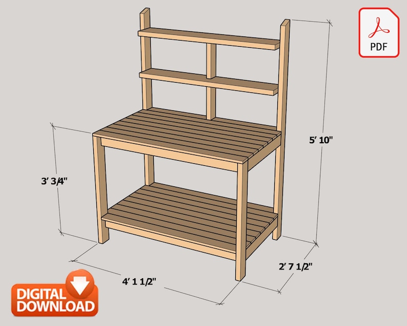 Potting Bench Digital Plan, DIY Outdoor Work Station Build Plan PDF - Etsy