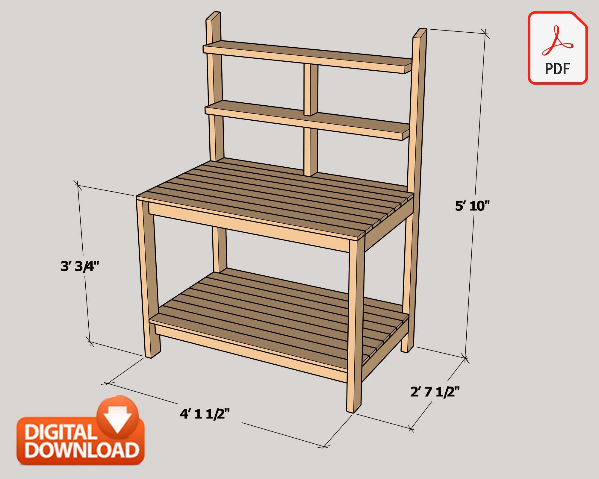 Potting Bench Digital Plan, DIY Outdoor Work Station Build Plan PDF - Etsy