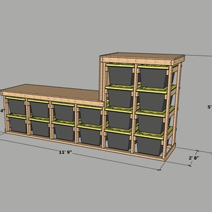 Garage Storage Plan | 27 Gallon Tote Rack Plans - 16 Unit Storage Rack ...