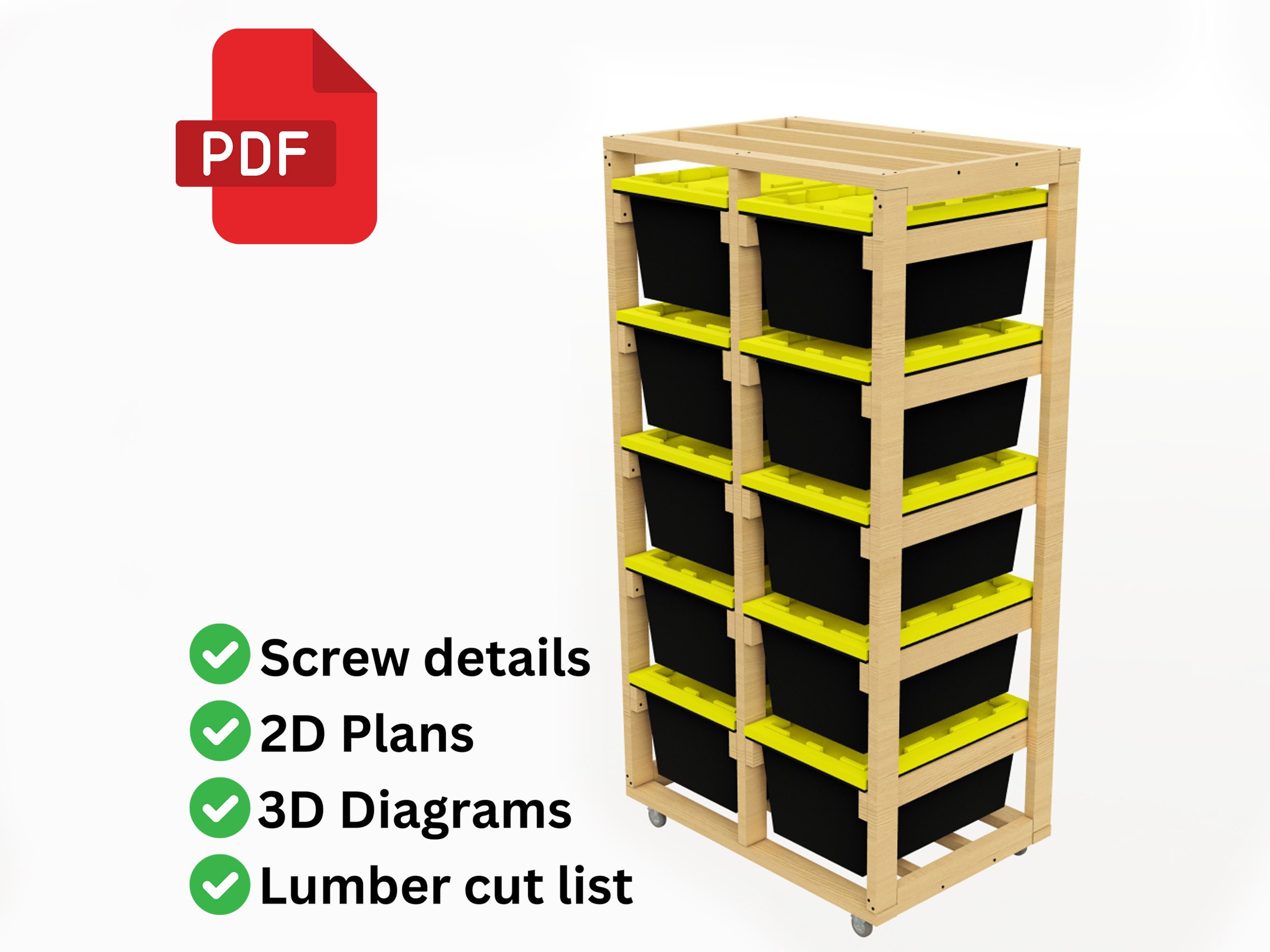 Rolling Garage Storage Shelves | 10 Unit Storage Rack - DIY 27 Gallon ...