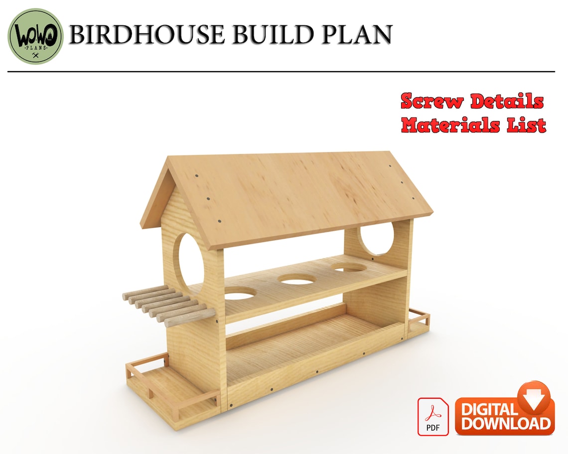 Bird House Build Plan, 9''x 2',simple Bird House, Woodworking Project ...