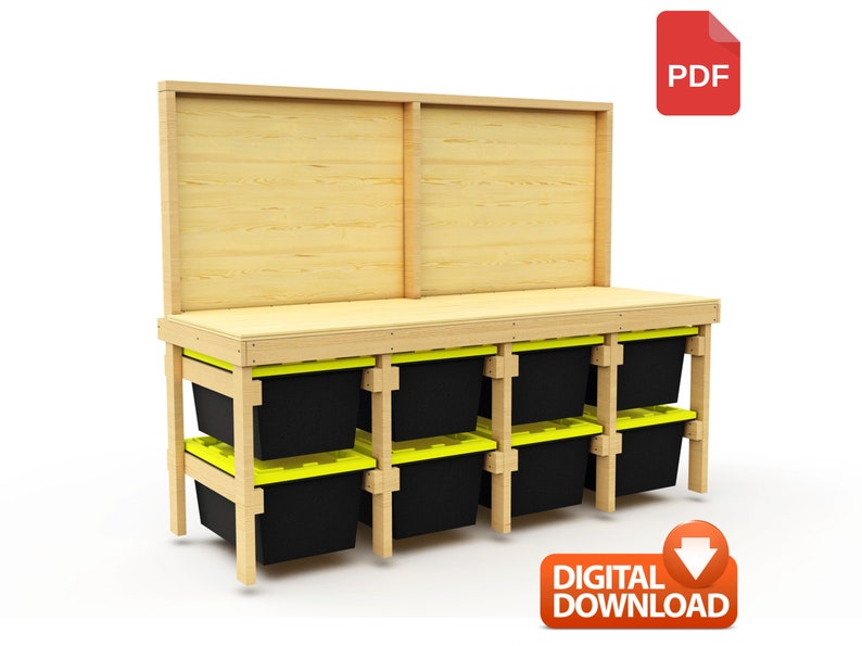 Garage Storage & Work Bench | 27 Gallon Tote Storage - Digital Download ...