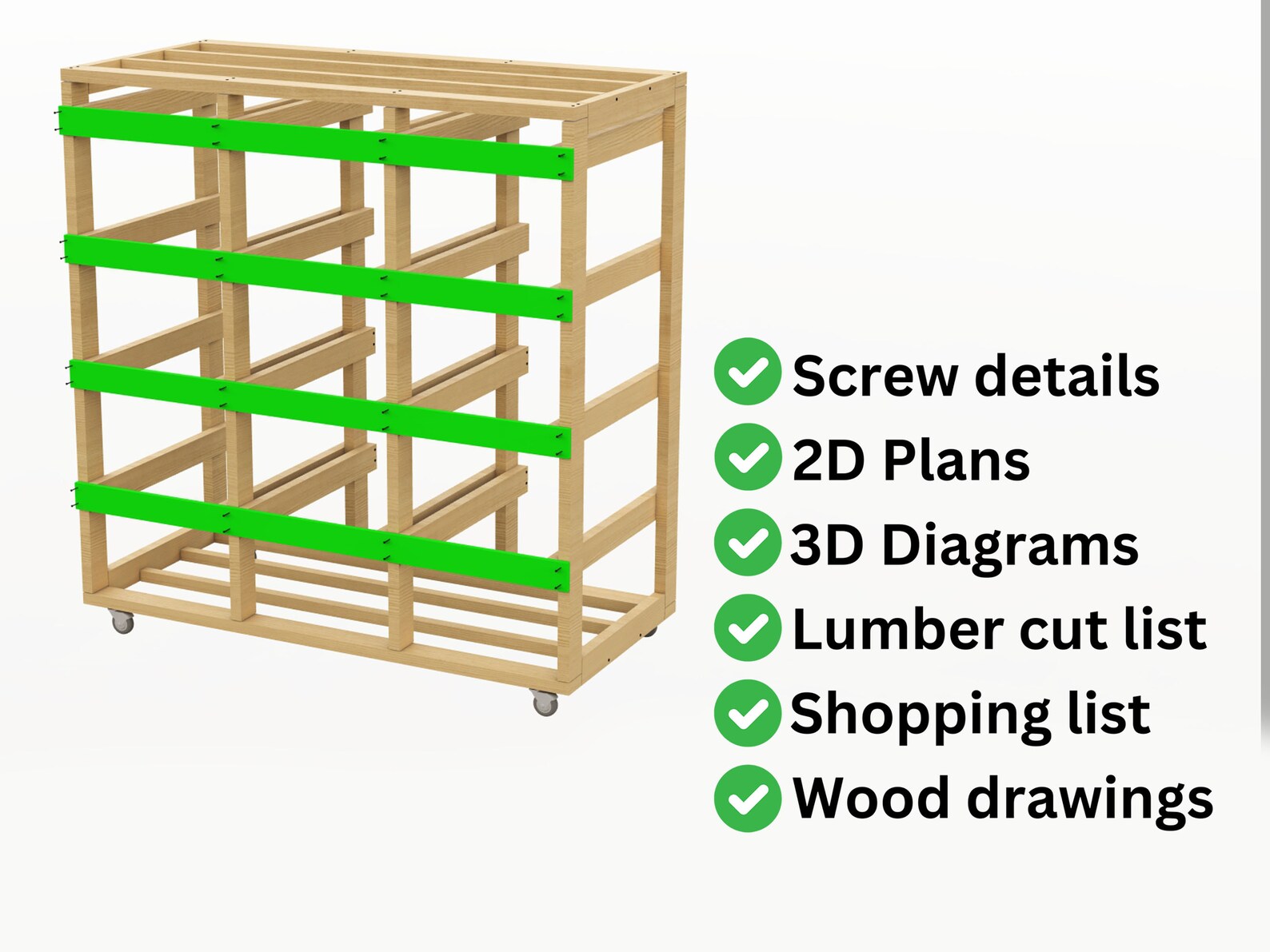 3x4 Rolling Garage Tote Rack Plans | 27 Gallon Storage Shelves ...