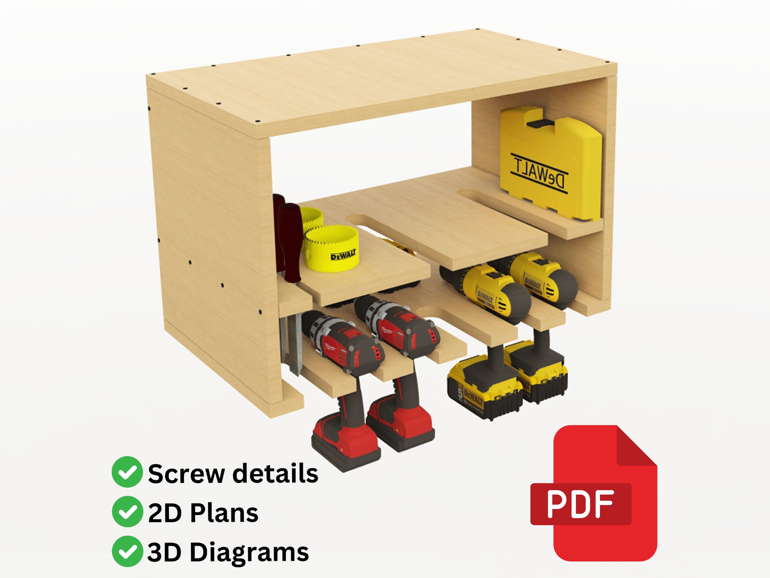 DIY Cordless Tool Station Plans | Build Your Own Tool Organizer ...