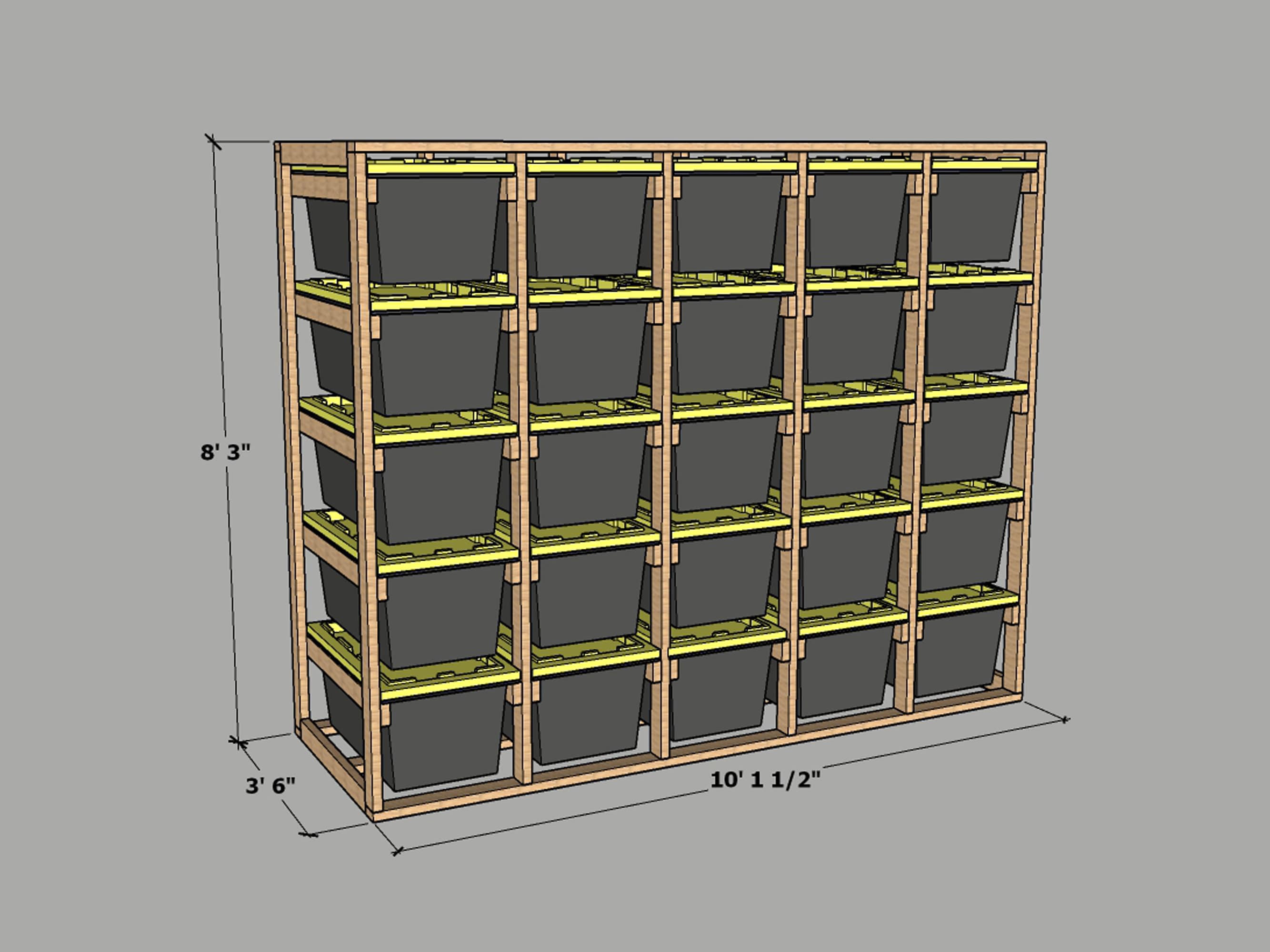 Storage Rack Plans, 40 Gallon Storage Build Plans 25 UNIT DIY Tote ...