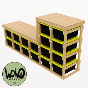 Garage Storage Plan | 27 Gallon Tote Rack Plans - 16 Unit Storage Rack ...