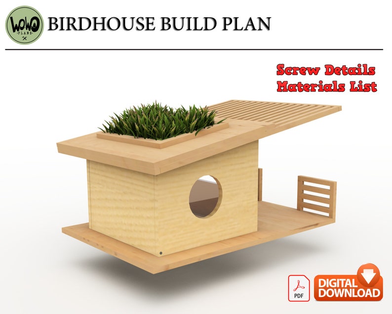 Bird House Build Plan, 8''x 1',simple Bird House, Woodworking Project ...