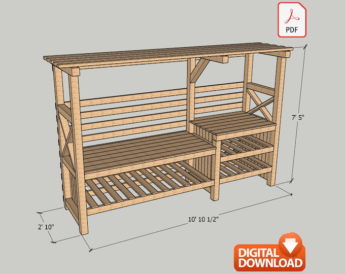 DIY Potting Bench Plan | Potting Bench Table Plan - Instant PDF ...