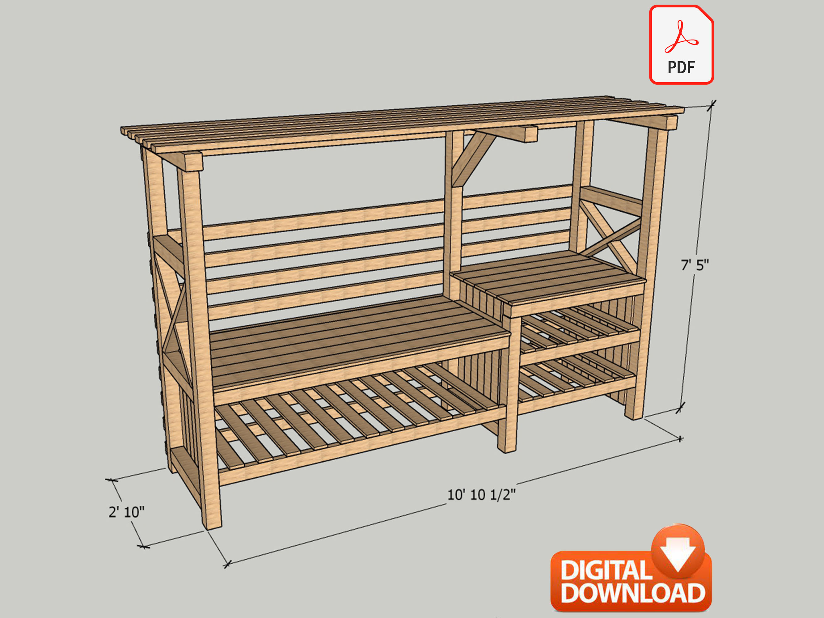 DIY Potting Bench Plan | Potting Bench Table Plan - Instant PDF ...