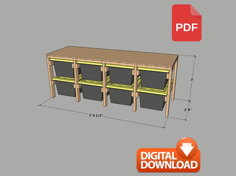 27 Gallon Tote Storage Workbench Build Plan 8 UNIT DIY Tote Storage ...