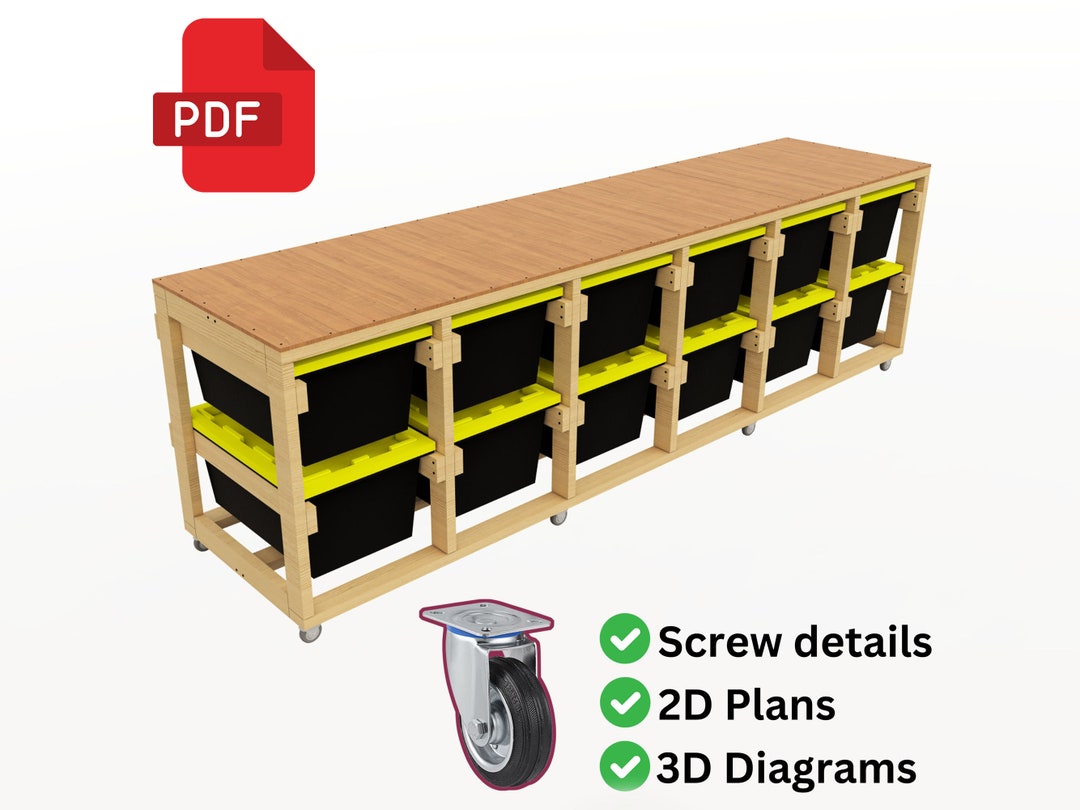 Rolling Garage Storage Shelves Plan | Horizontal Storage Rack | 27 ...