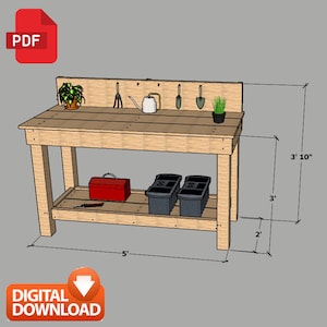 Simple Potting Bench | Potting Bench Build Plan, Potting Table ...