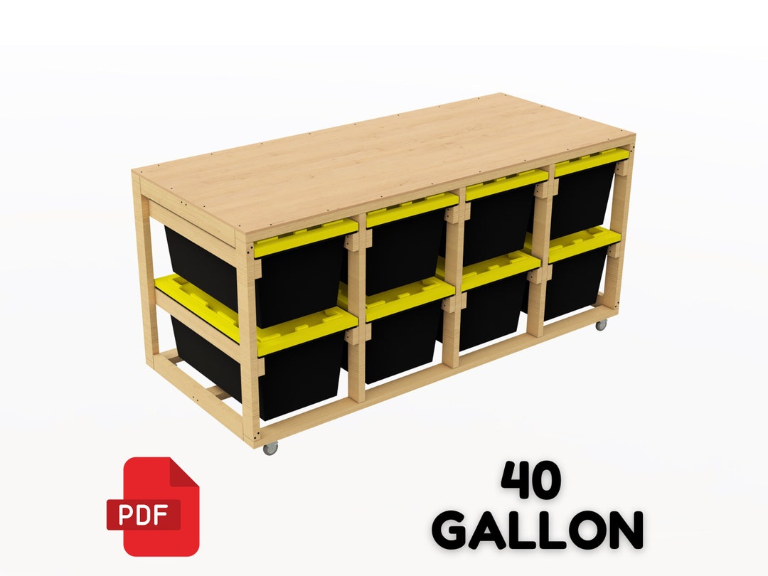 40 Gallon Rolling Garage Storage Shelves - Build Plans | DIY Tote Rack ...