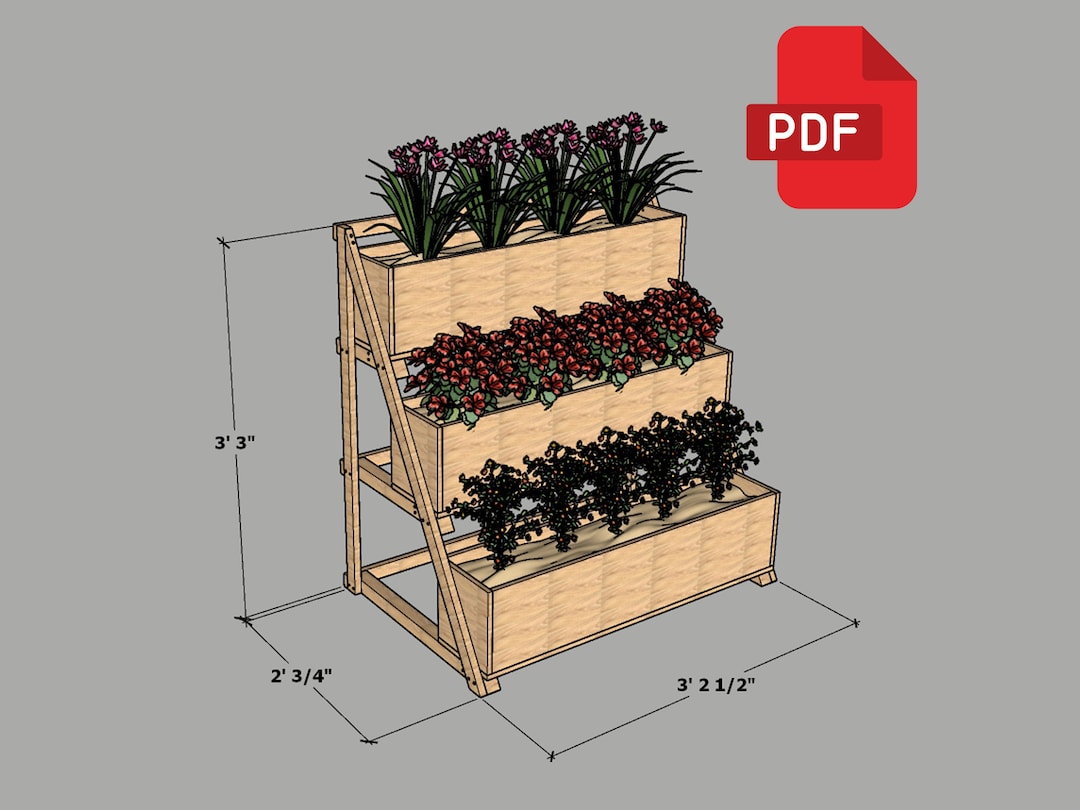 DIY 3 Tier Raised Planter Box Plans | Easy to Build Vegetable & Balcony ...