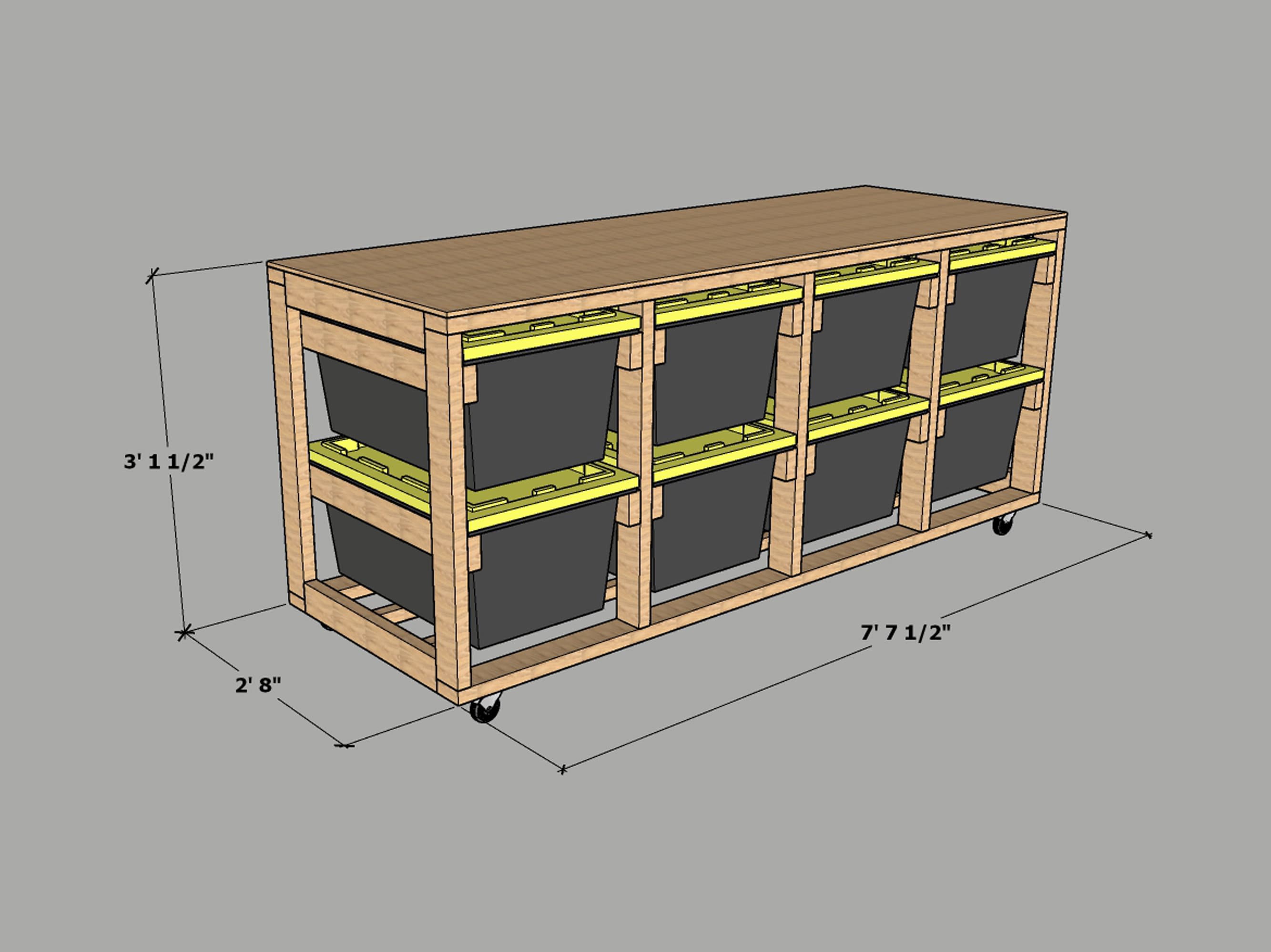 8 Unit Horizontal Storage Rack Rolling Garage Storage Shelves DIY 27 ...