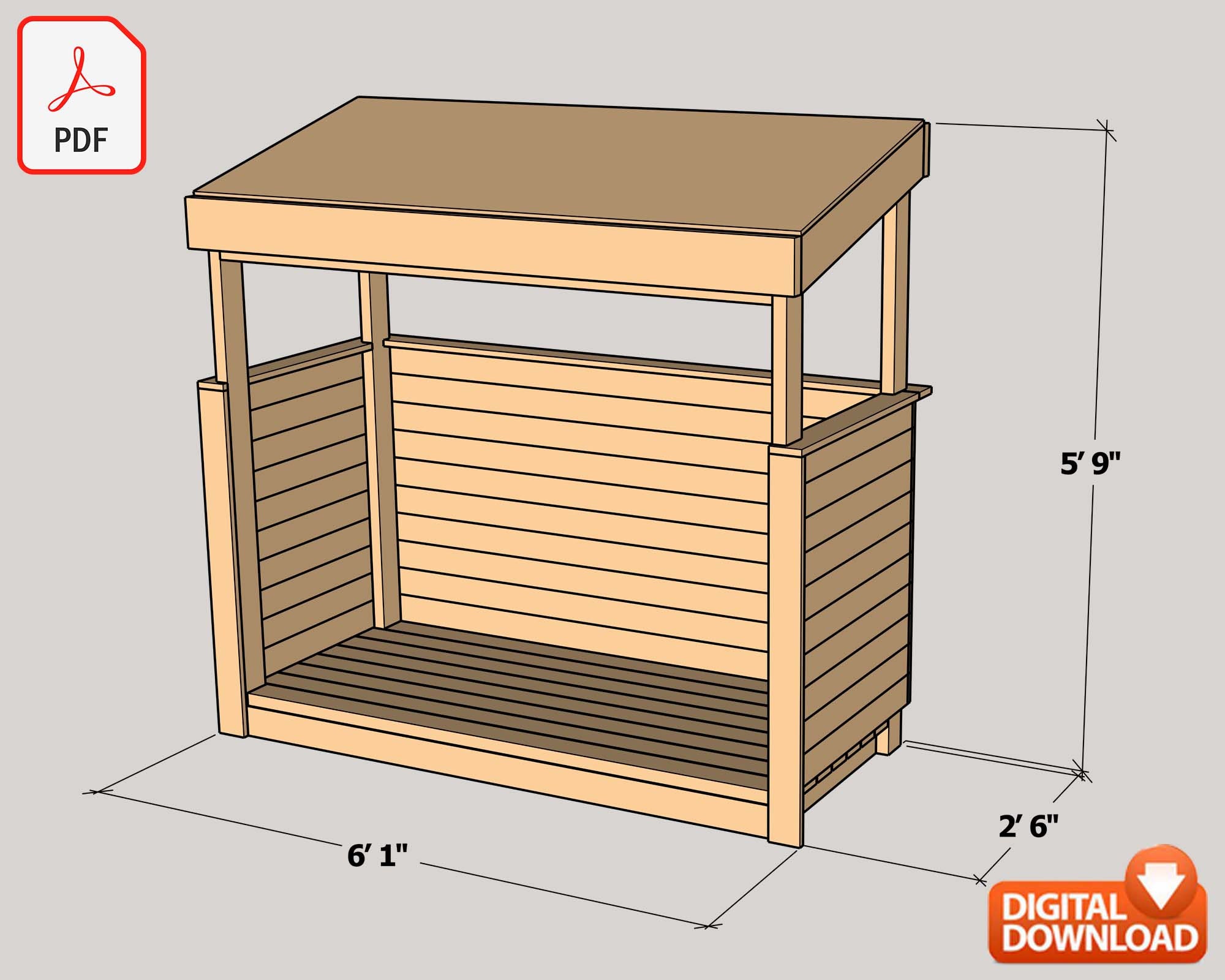 Garbage Shed Digital Plan, DIY Outdoor Storage Shed Construction Plan ...