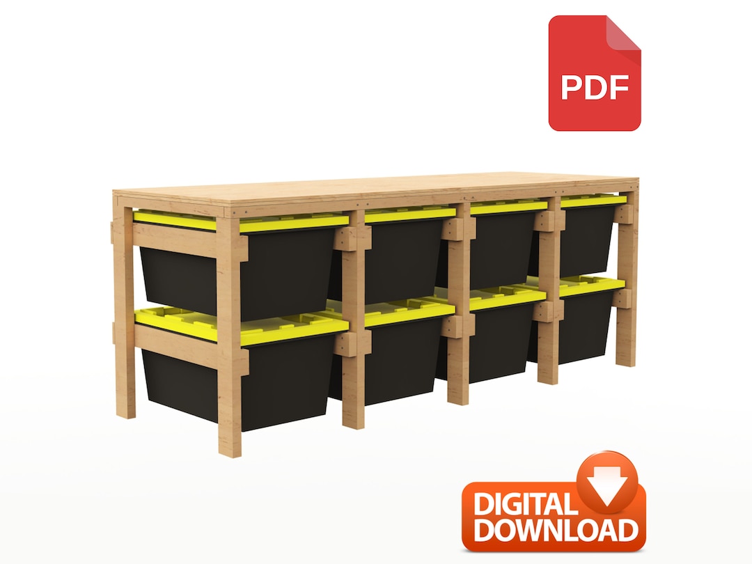 27 Gallon Tote Storage Workbench Build Plan 8 Unit Diy Tote Storage