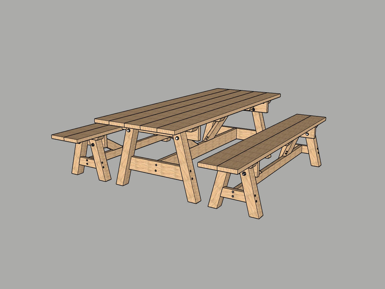 Picnic Table With Separate Benches Plan Backyard Furniture Plans ...
