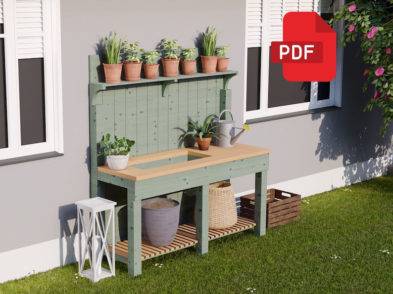 DIY Potting Bench Plans | Planting Table Plans - Potting Bench Build ...