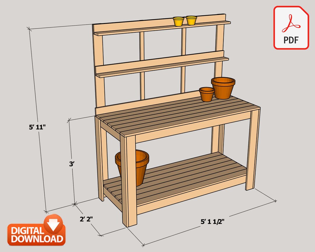 Potting Bench Digital Plan, DIY Outdoor Work Station Build Plan PDF - Etsy