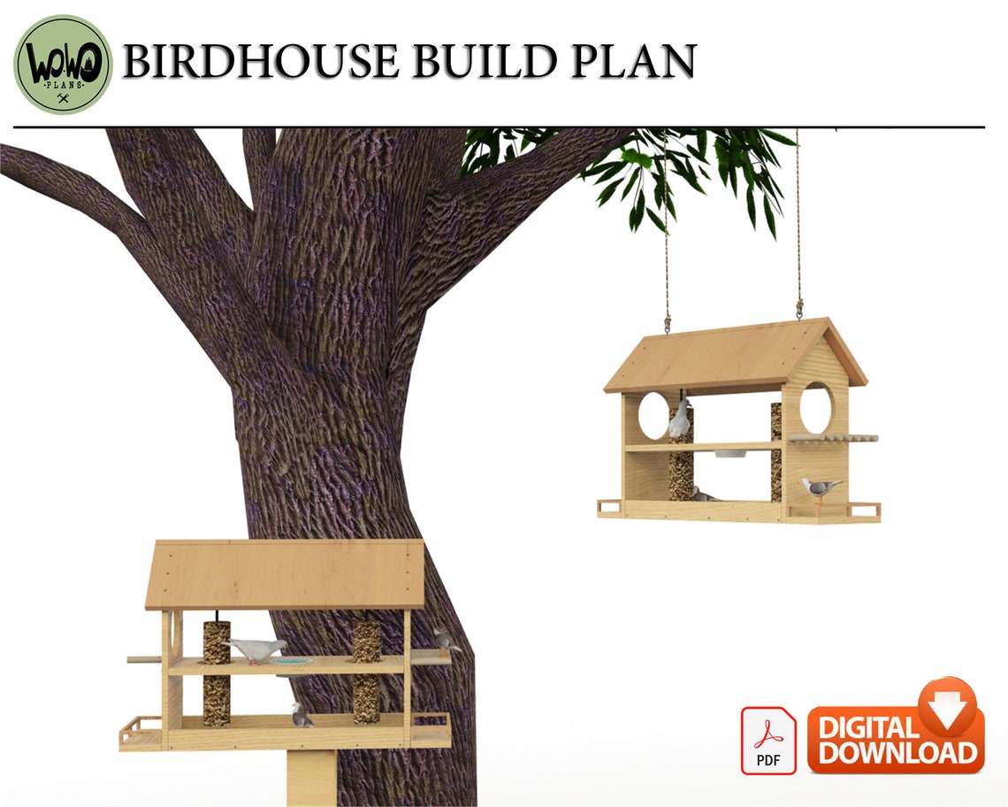 Bird House Build Plan, 9''x 2',simple Bird House, Woodworking Project ...