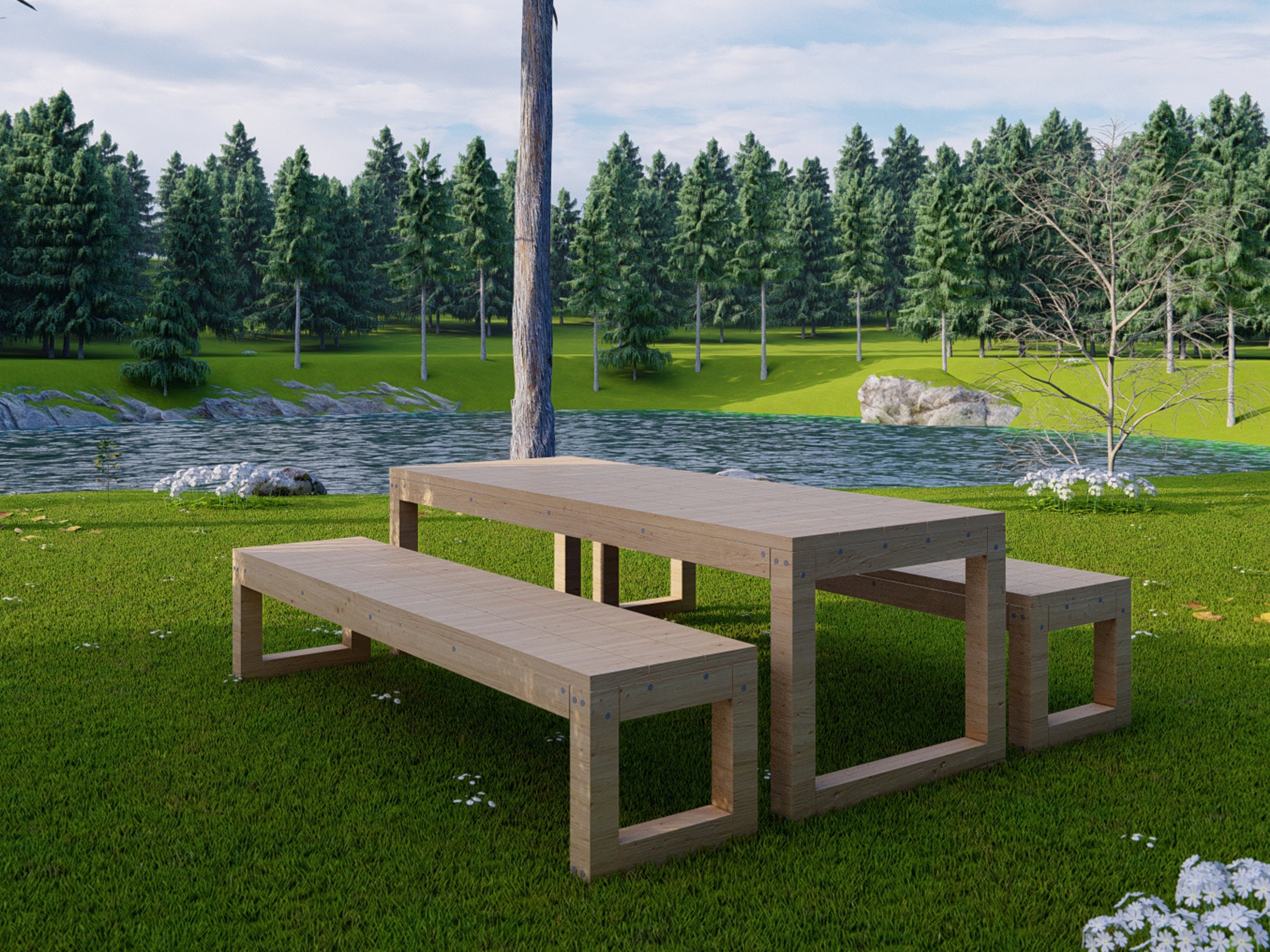 Simple Picnic Table Plans Picnic Table How-to Instructions Modern ...