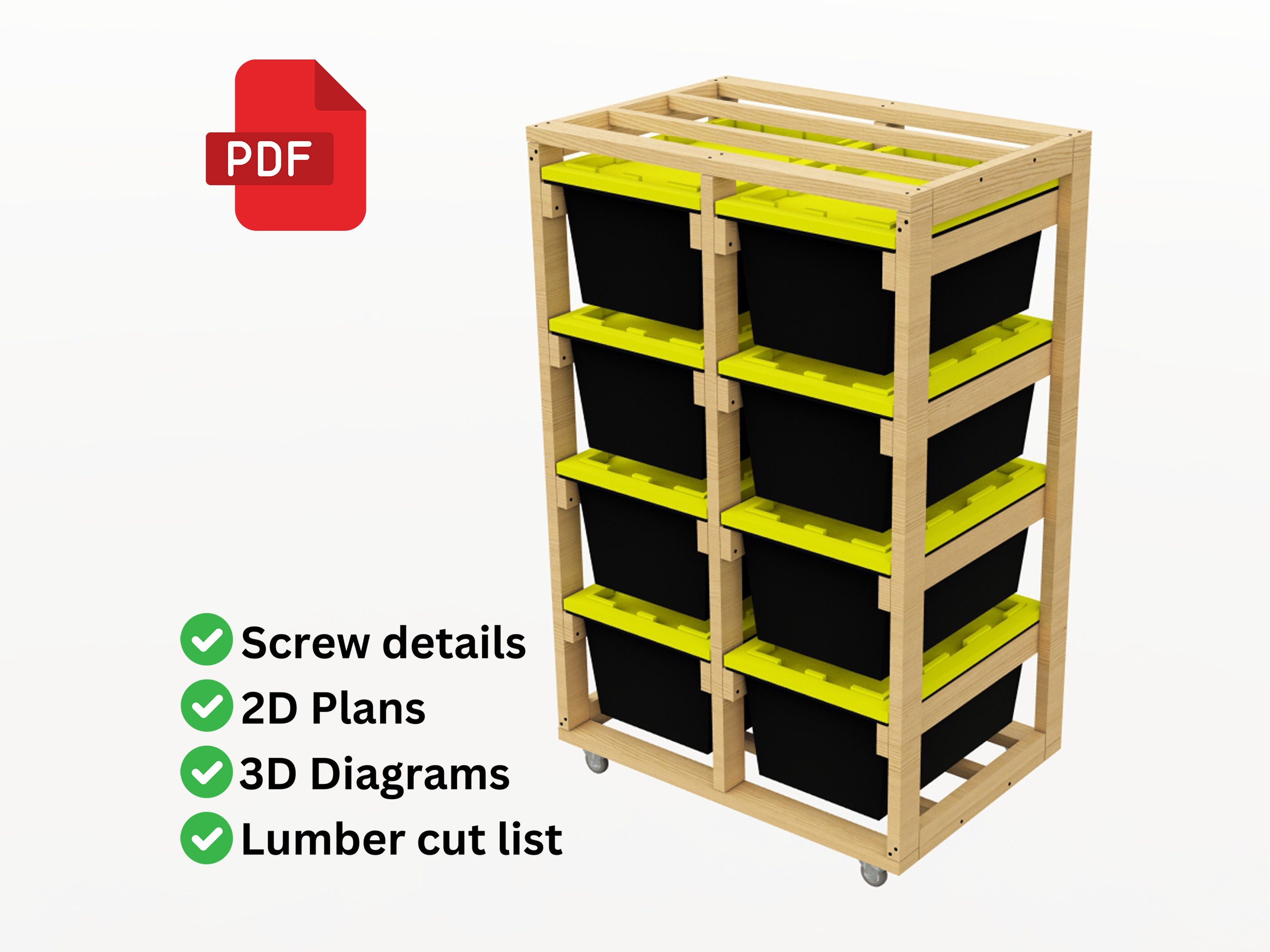 Rolling Garage Storage Shelves | 8 Unit Storage Rack - DIY 27 Gallon ...