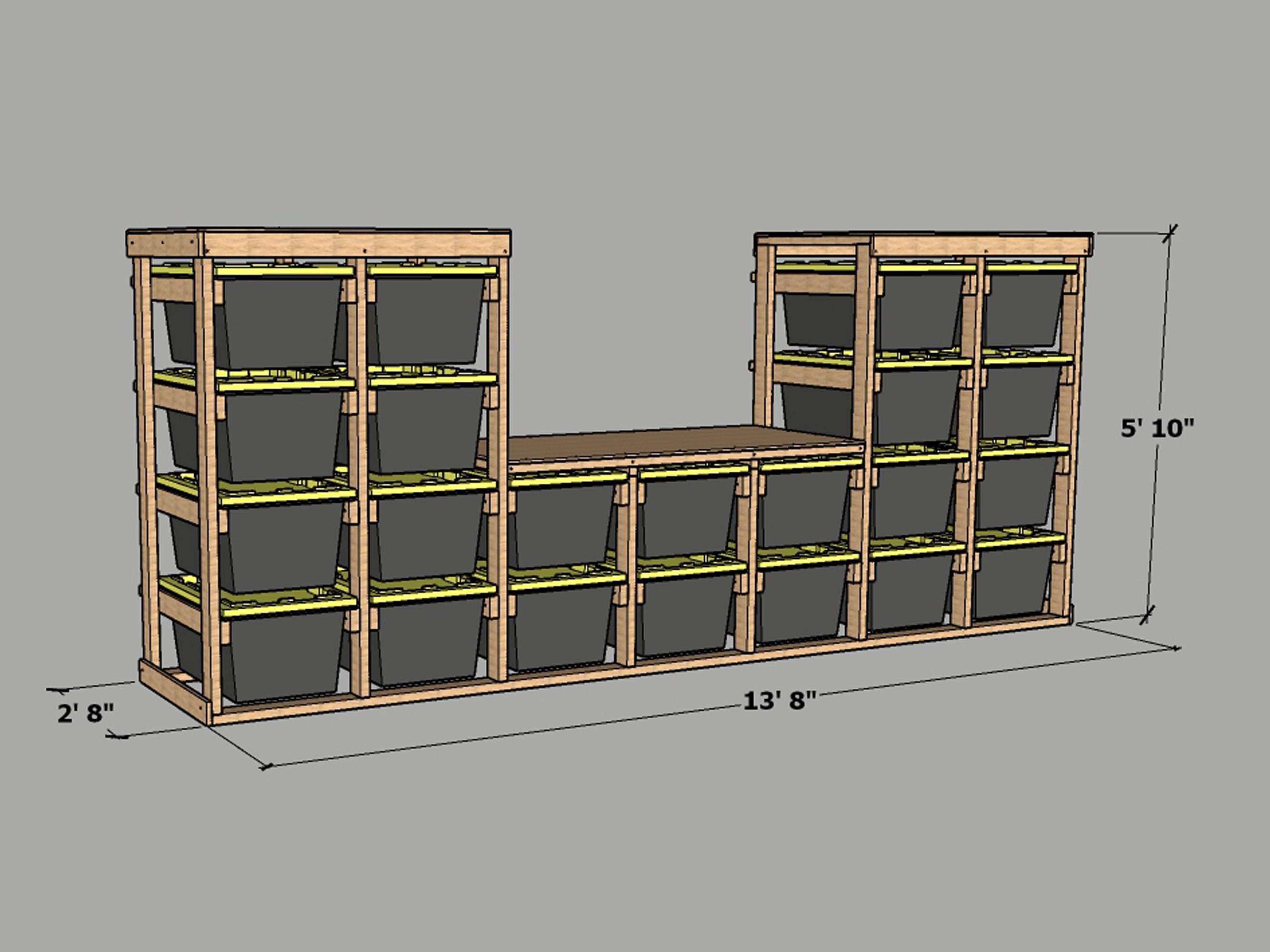 27 Gallon Tote Rack Plans - 22 Unit Storage Rack - Storage Rack With ...