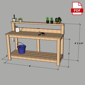 Simple Potting Bench Plans / Wood Potting Bench Plan | PDF Download - Etsy