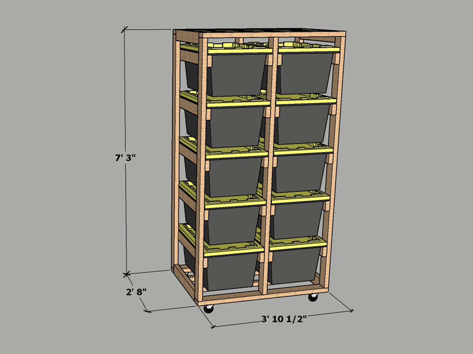 Rolling Garage Storage Shelves 10 Unit Storage Rack DIY 27 Gallon Tote ...
